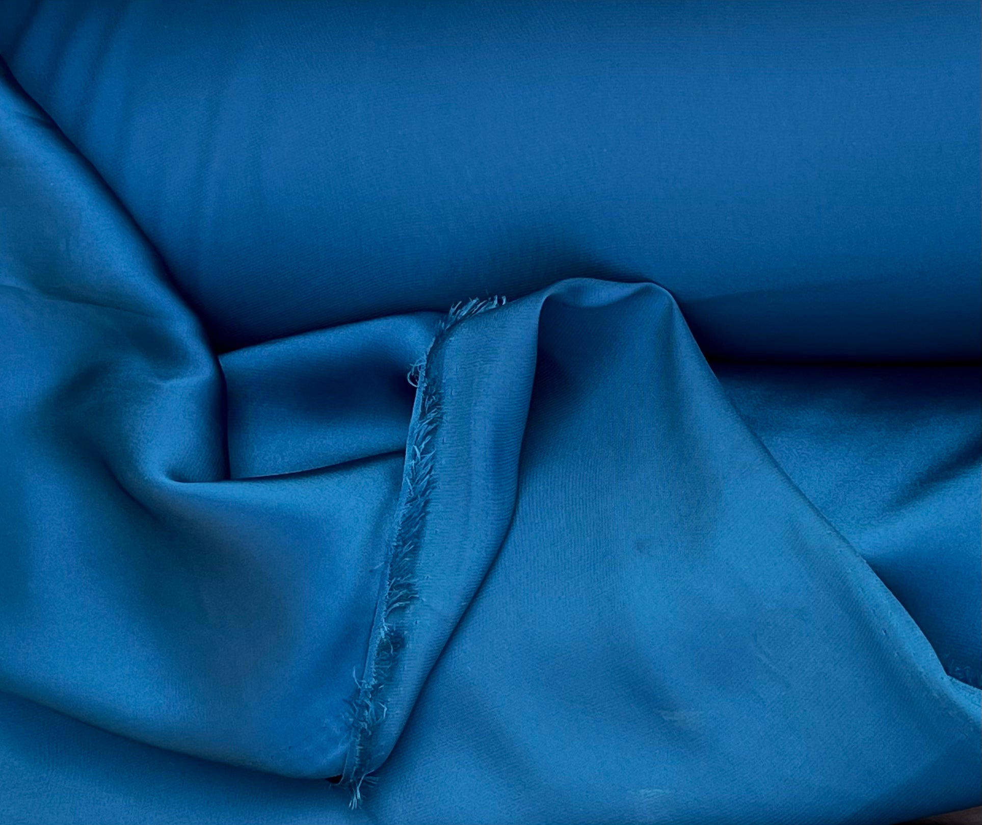 Lightweight satin fabric by the yard - Aegean blue solid color – MONSAR ...